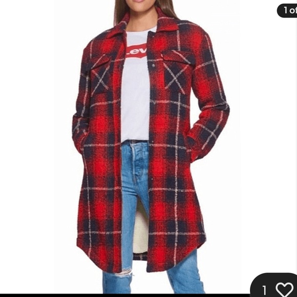 Levi's | Jackets & Coats | Nwot Levis Long Plaid Shacket | Poshmark